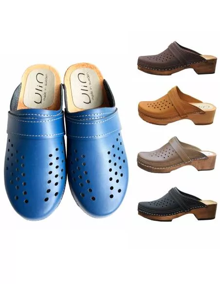 sabots suédois en cuir cousu et semelle bois homme modèle exclusif